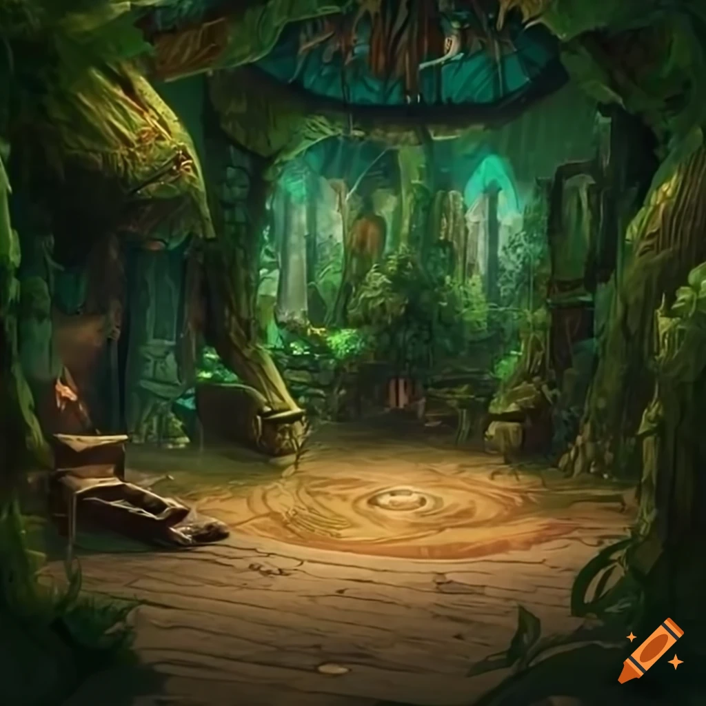 Large jungle-themed meeting room for college students in a dnd setting ...