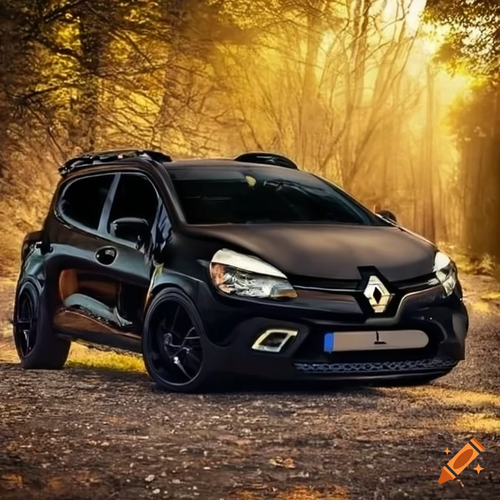 Custom black Renault Clio SUV with steampunk detailing in countryside ...