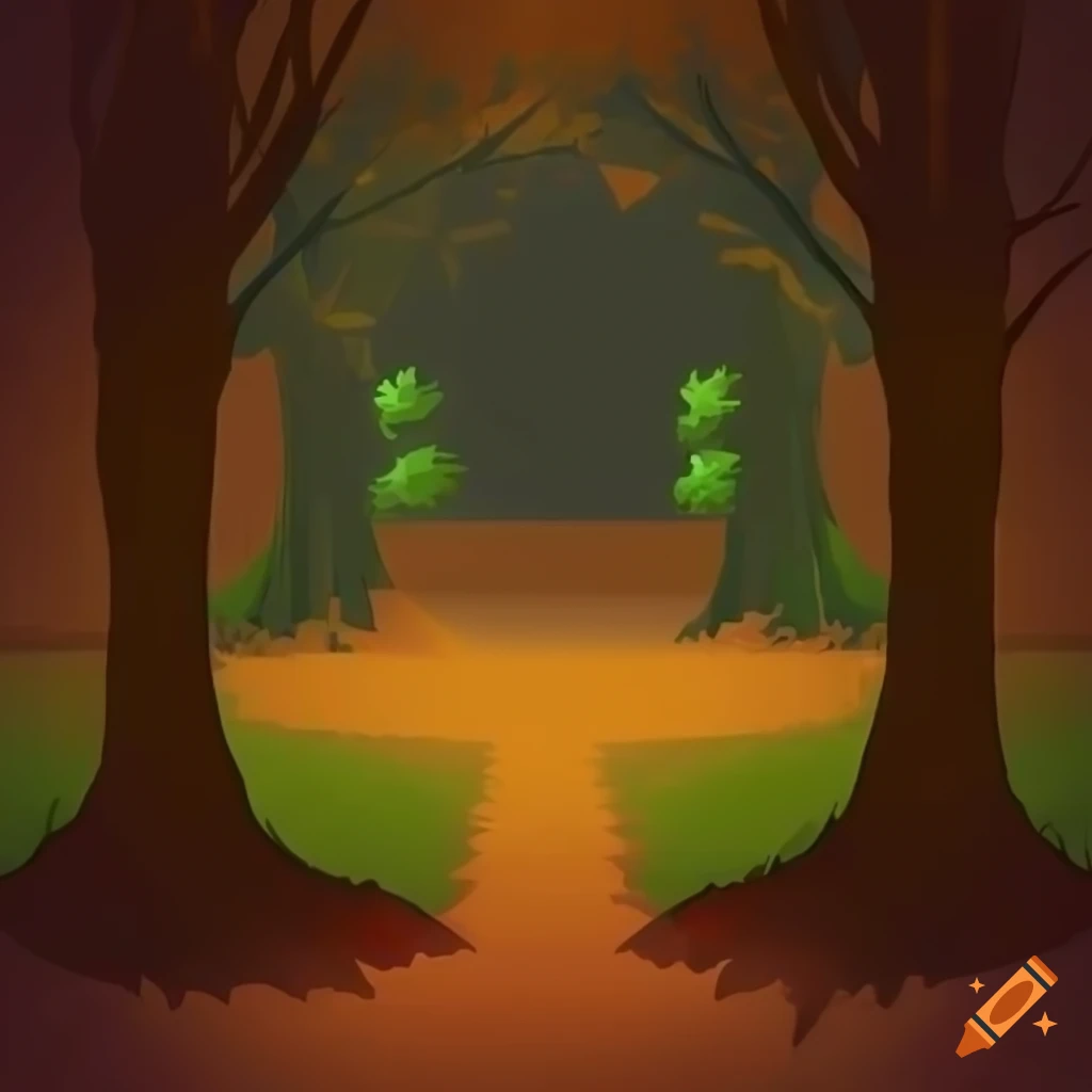 2D-themed initial menu background with Pokemon and trees on Craiyon