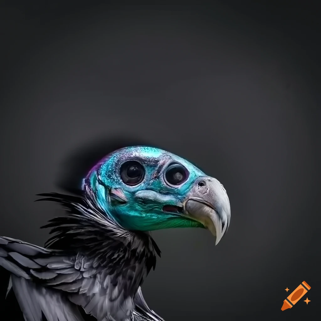 Cyborg vulture bird endoskeleton on a dark rainy night on Craiyon