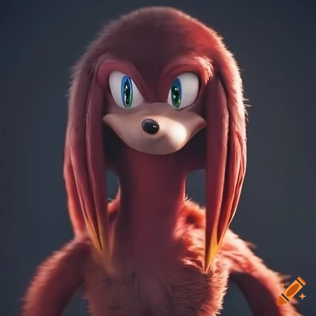 Knuckles the Echidna in live-action film with cinematic lighting from Sonic the Hedgehog on Craiyon