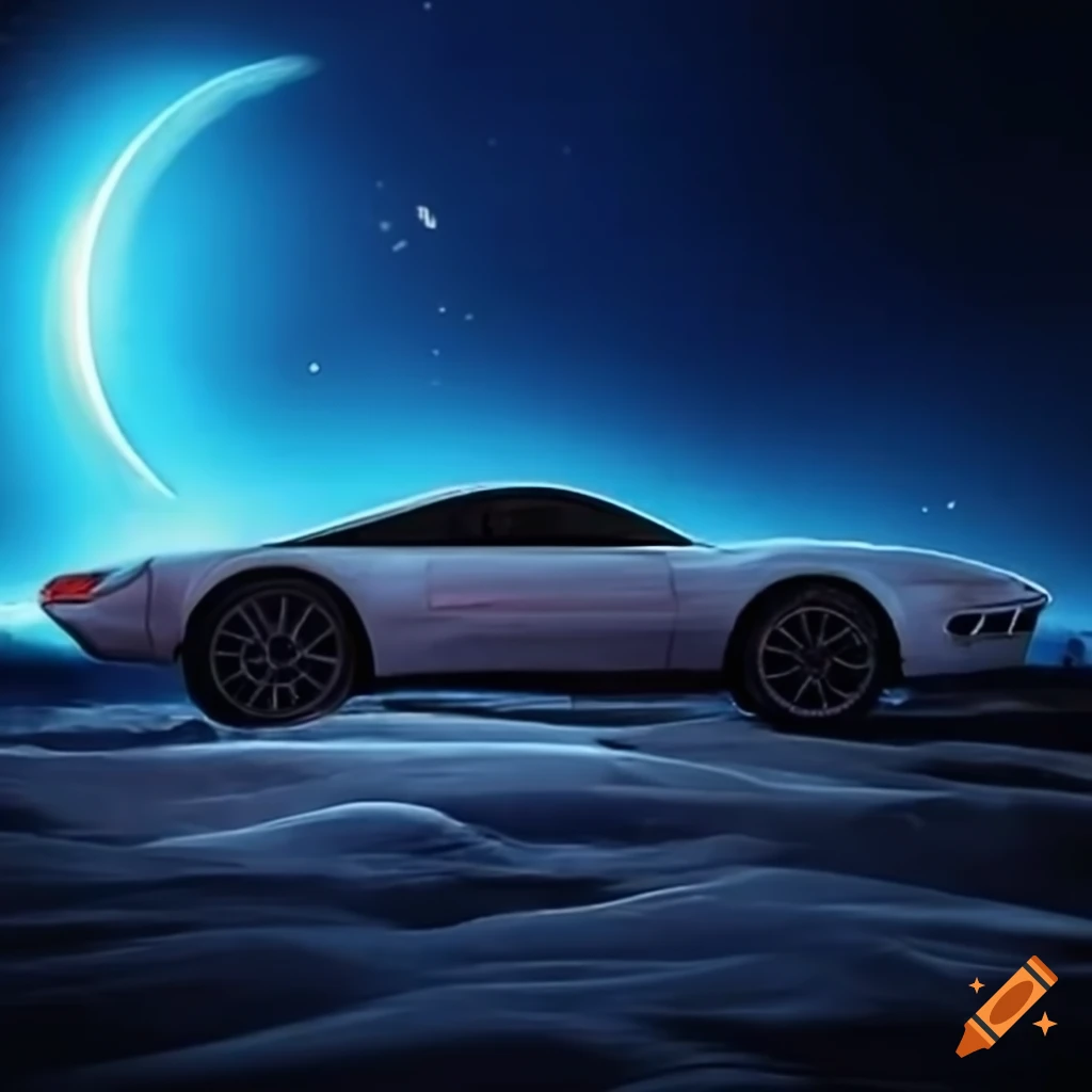 Car driving on the moon on Craiyon