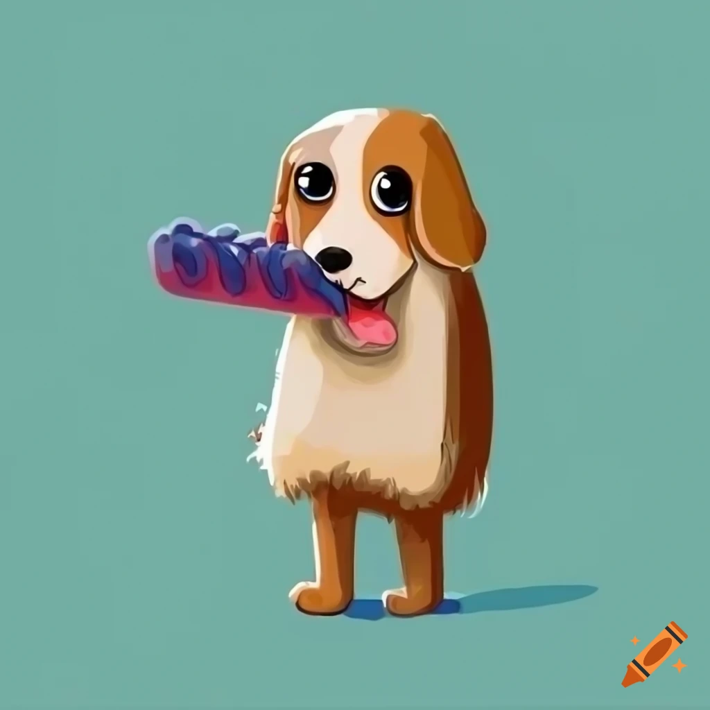 Cartoon dog enjoying a popsicle as a phone wallpaper on Craiyon
