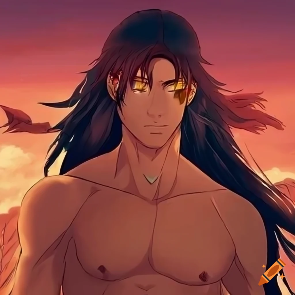 Anime-style Native American men with feathered headdresses on Craiyon