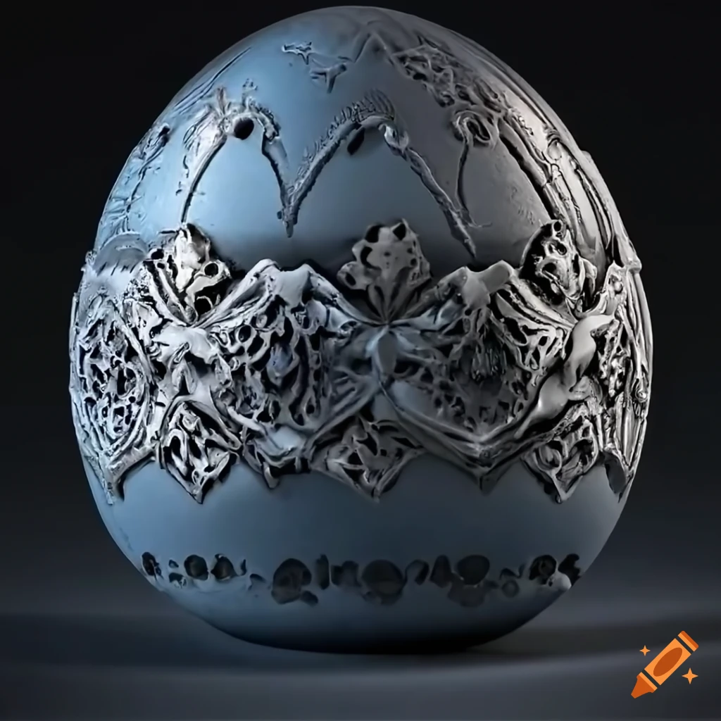 Detailed otherworldly gothic egg with intricate carvings in 8K UHD ...