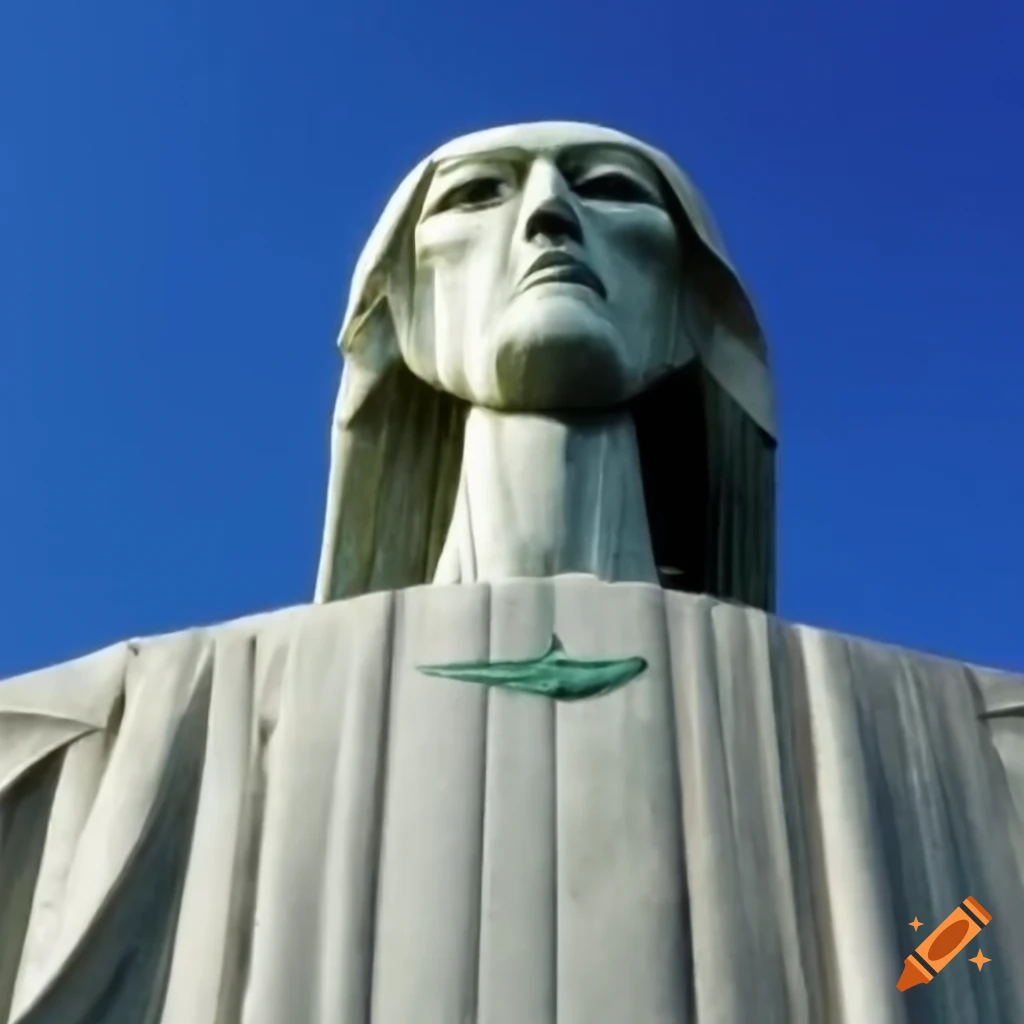 Creative artwork of Christ the Redeemer with a unique face on Craiyon