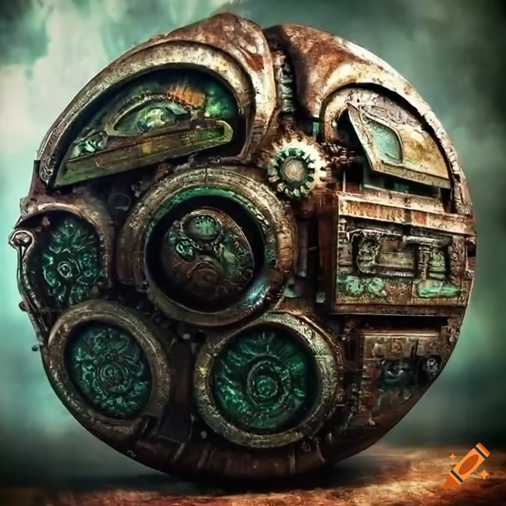 Intricate lovecraftian-inspired steampunk spacecraft tile set on Craiyon