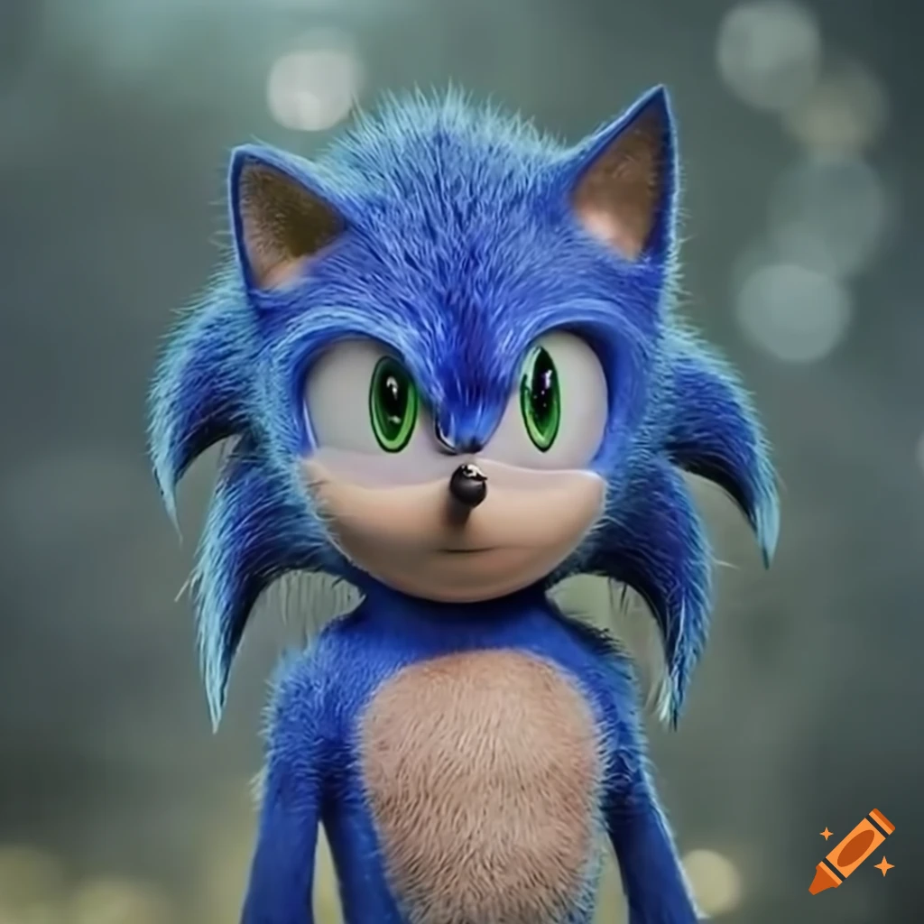 Live-action CGI Sonic the Hedgehog character on Craiyon