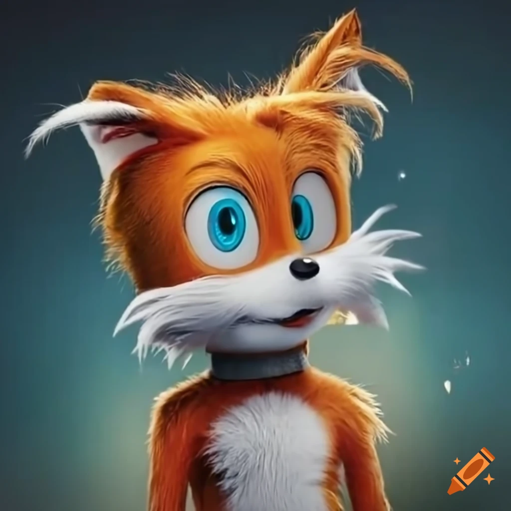 Live action movie depicting Tails the fox in CGI on Craiyon
