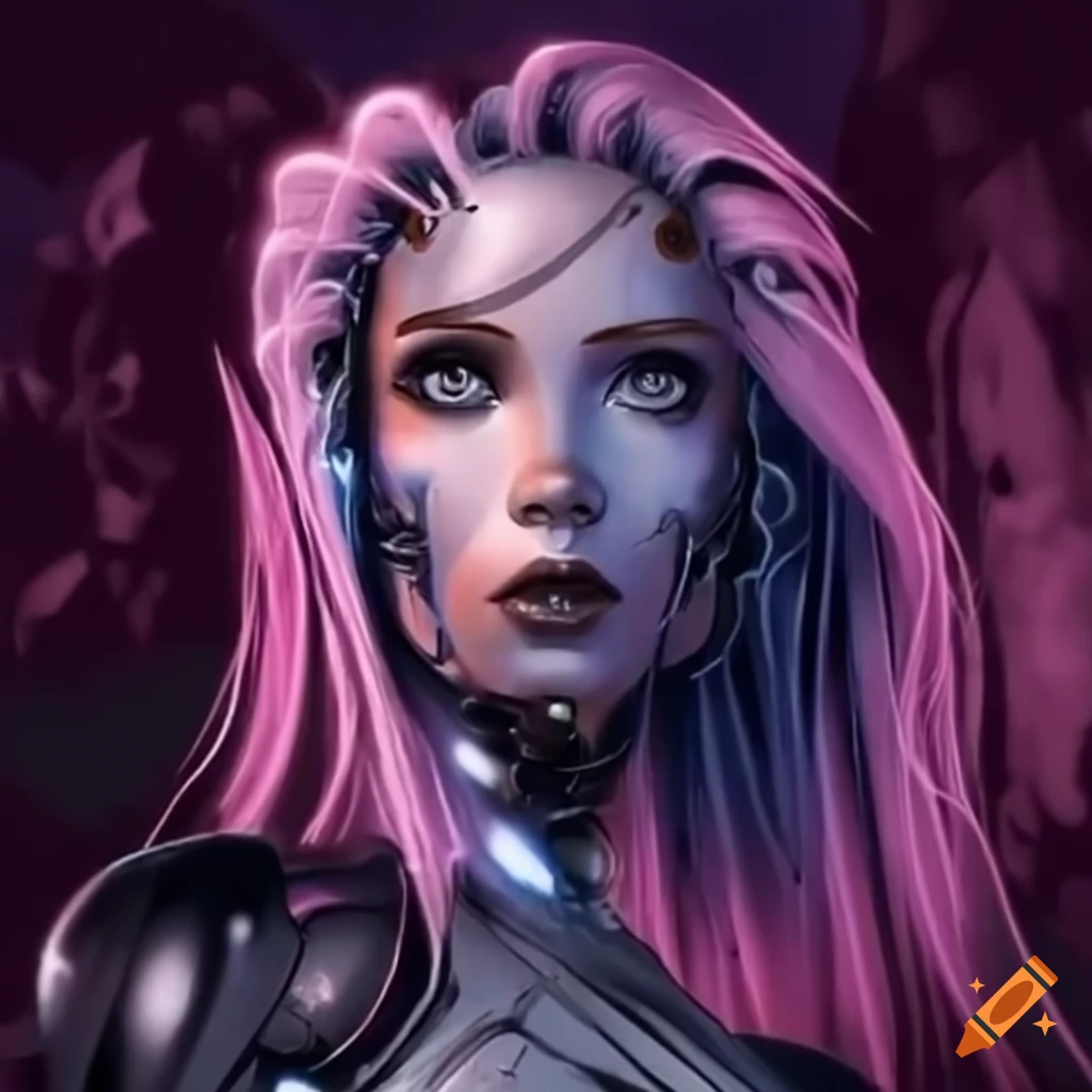 A.I. Robot Goddess Genesis teleporting to a new location on Craiyon