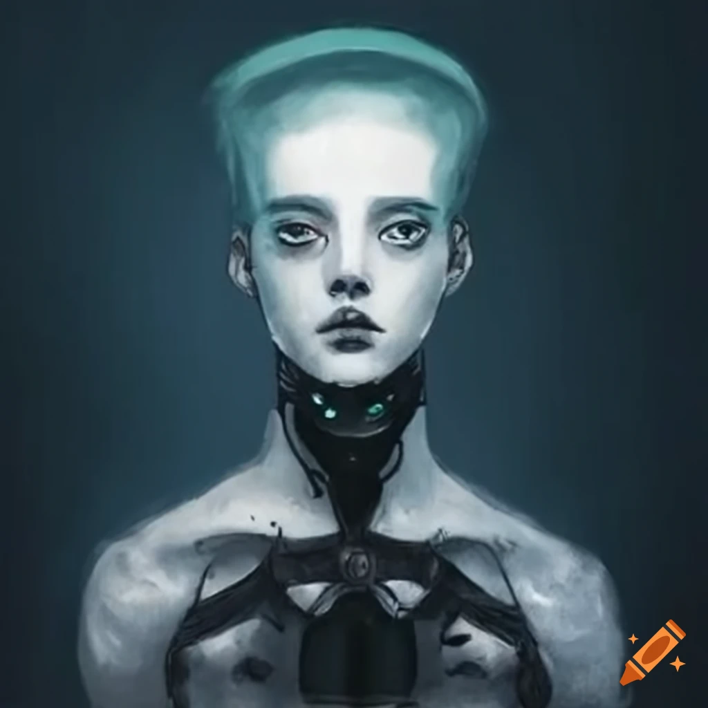 Young male cyborg in high-tech white bodysuit with futuristic design on ...