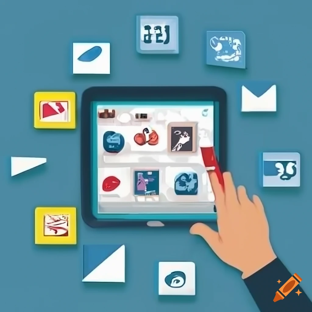 Professional looking at computer screen with engagement metrics icons ...