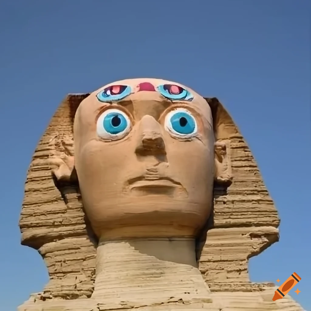 Frank Sidebottom's face on the Great Sphinx of Giza on Craiyon