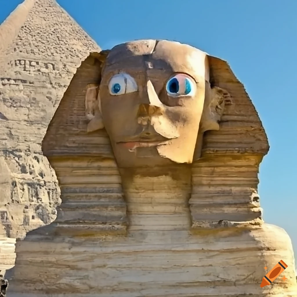 Frank Sidebottom's face on the Great Sphinx of Giza on Craiyon