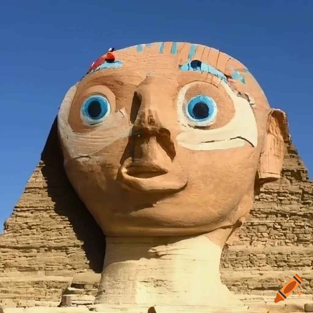 Frank Sidebottom's face on the Great Sphinx of Giza on Craiyon
