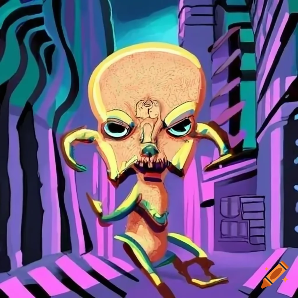 A scene describing an alien force led by cartoonized adalline gaining ...