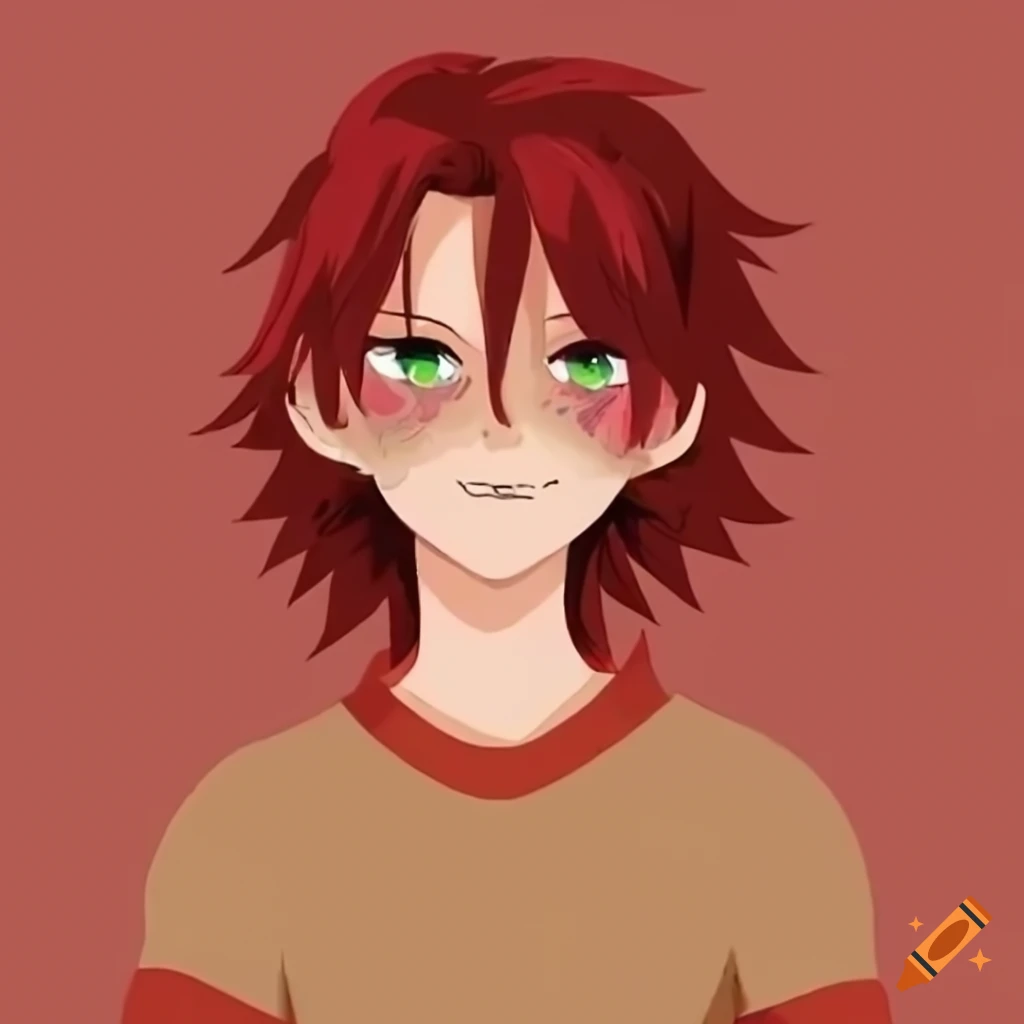 Human with wolf features: brown-reddish ears, tail, green eyes, and ...