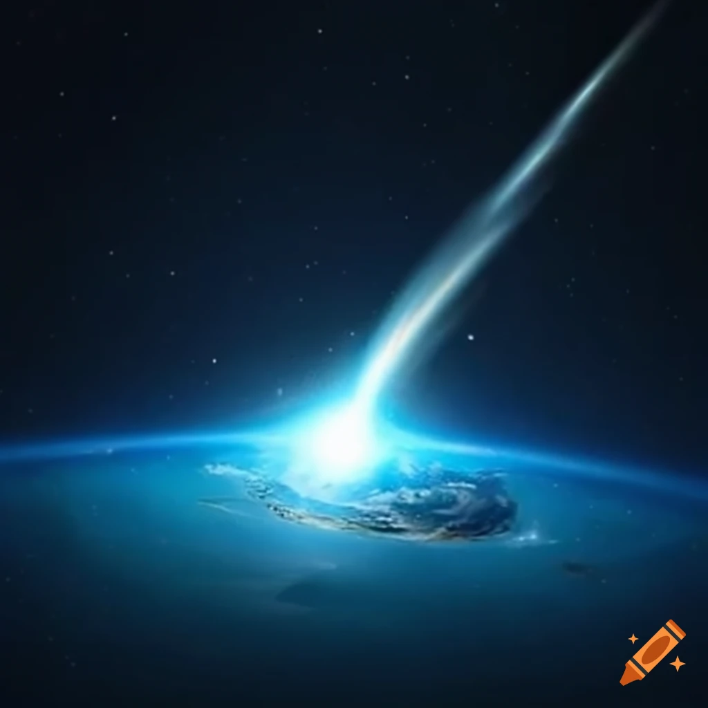 Comet entering Earth's atmosphere with a spectacular explosion on Craiyon