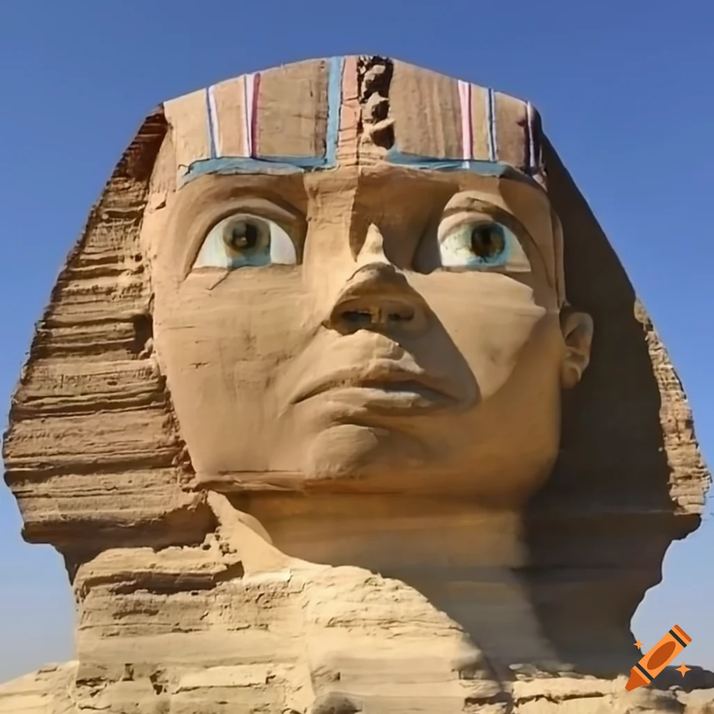 Frank Sidebottom's face on the Great Sphinx of Giza on Craiyon