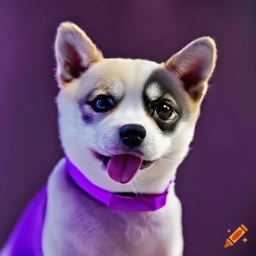 Doge puppy with black, purple, and white fur on Craiyon