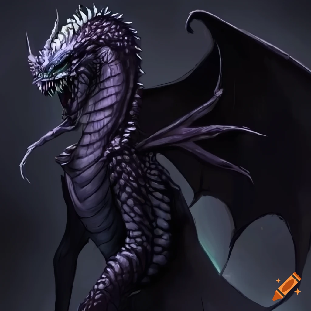 Helecura the calamitous mist dragon - black dragon with unique features on Craiyon