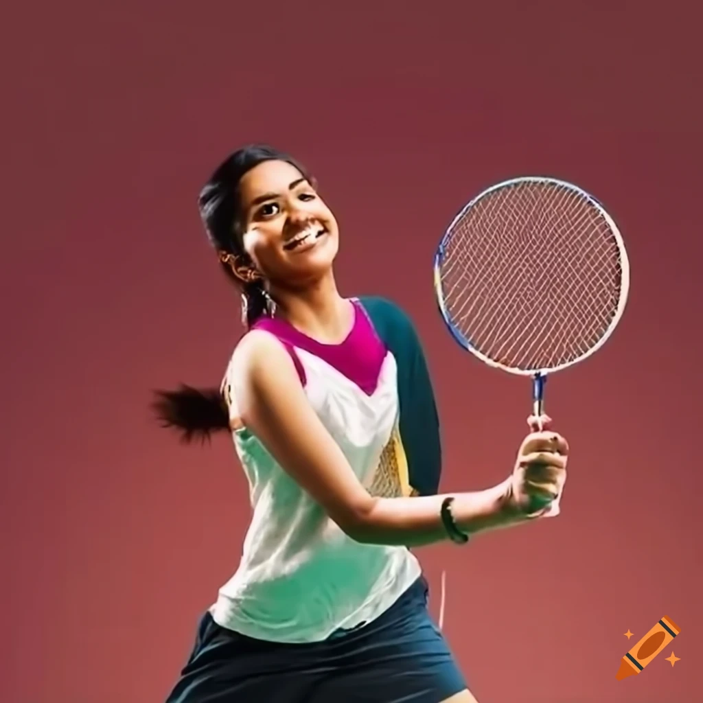 Smiling Indian women at a badminton court with rackets and shuttlecock ...
