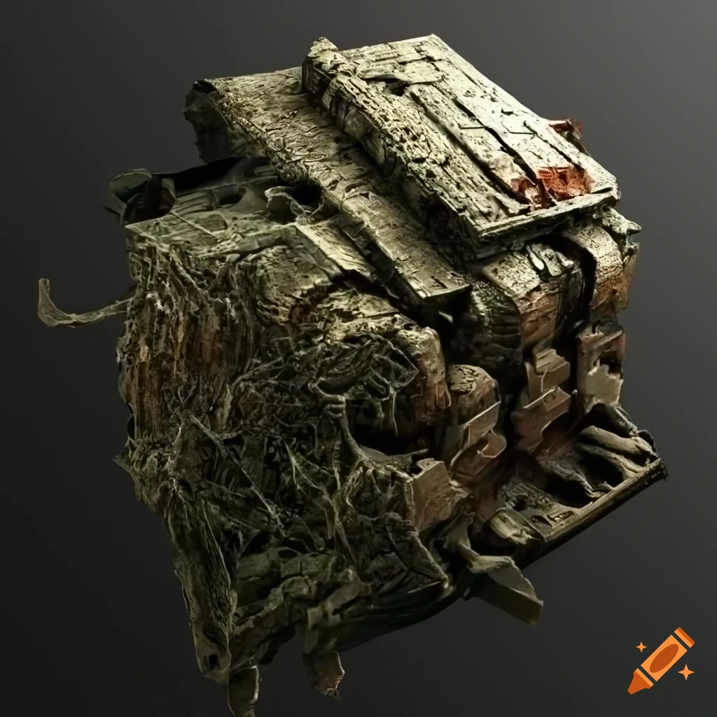 Realistic, damaged, complex, irregular borg cube aesthetic inspired by ...