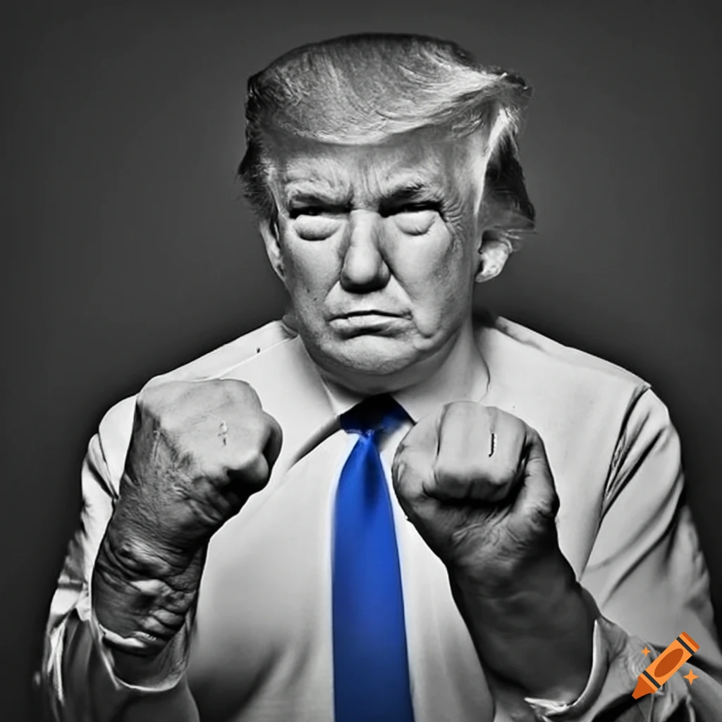 Donald Trump raising his fist on Craiyon