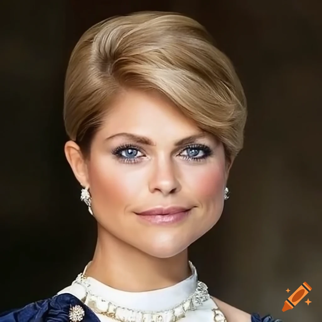 Portrait of princess madeleine with a boyishly short pixie cut ...
