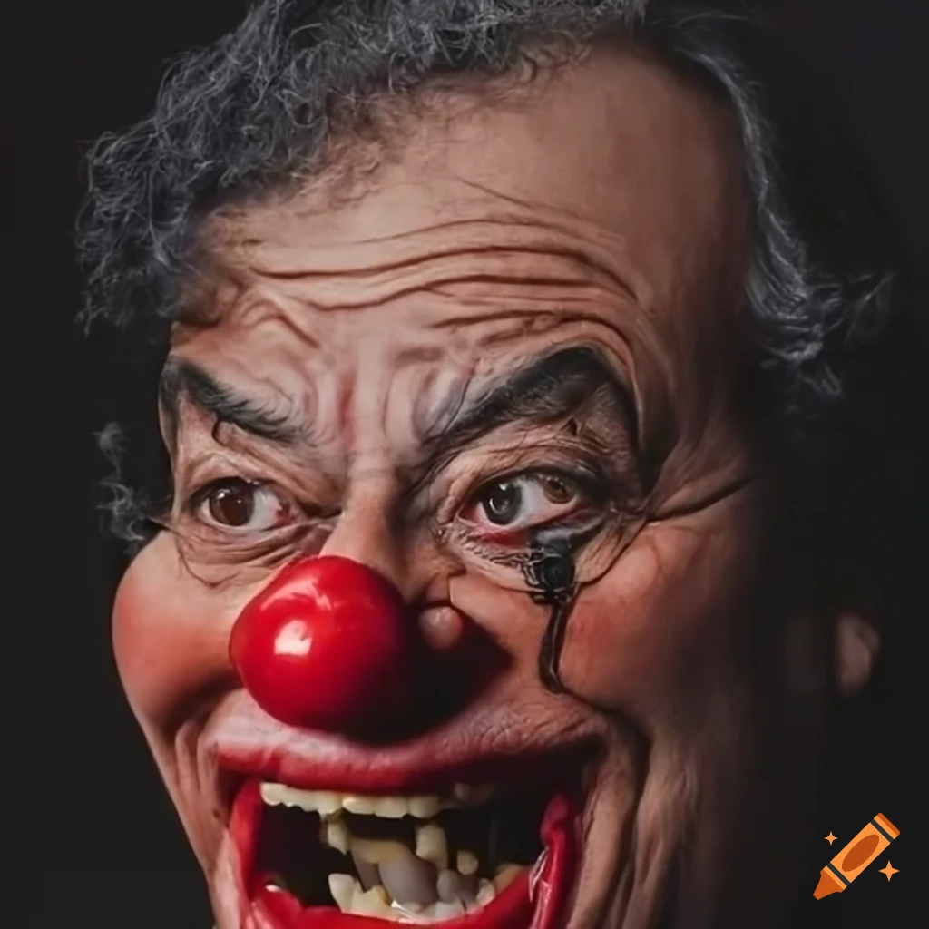 Demential gustavo petro shouting with big red clown nose and sharp ...