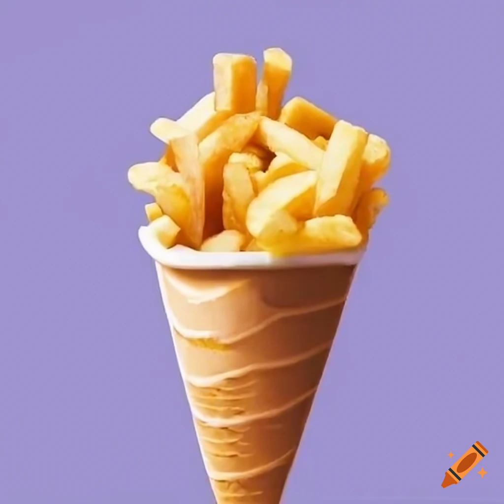 Ice cream with french fries combination on Craiyon