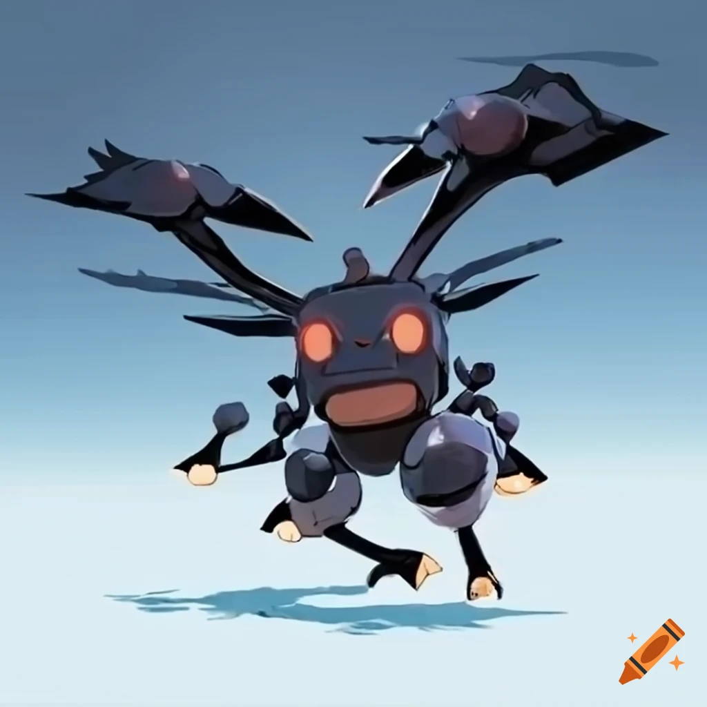 Flying steel and electric type robot pokemon on Craiyon