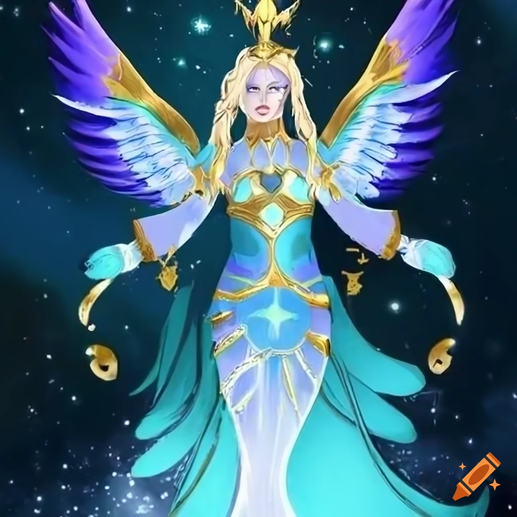 Celestial guardian outfit inspired by mythology and guardianship on Craiyon