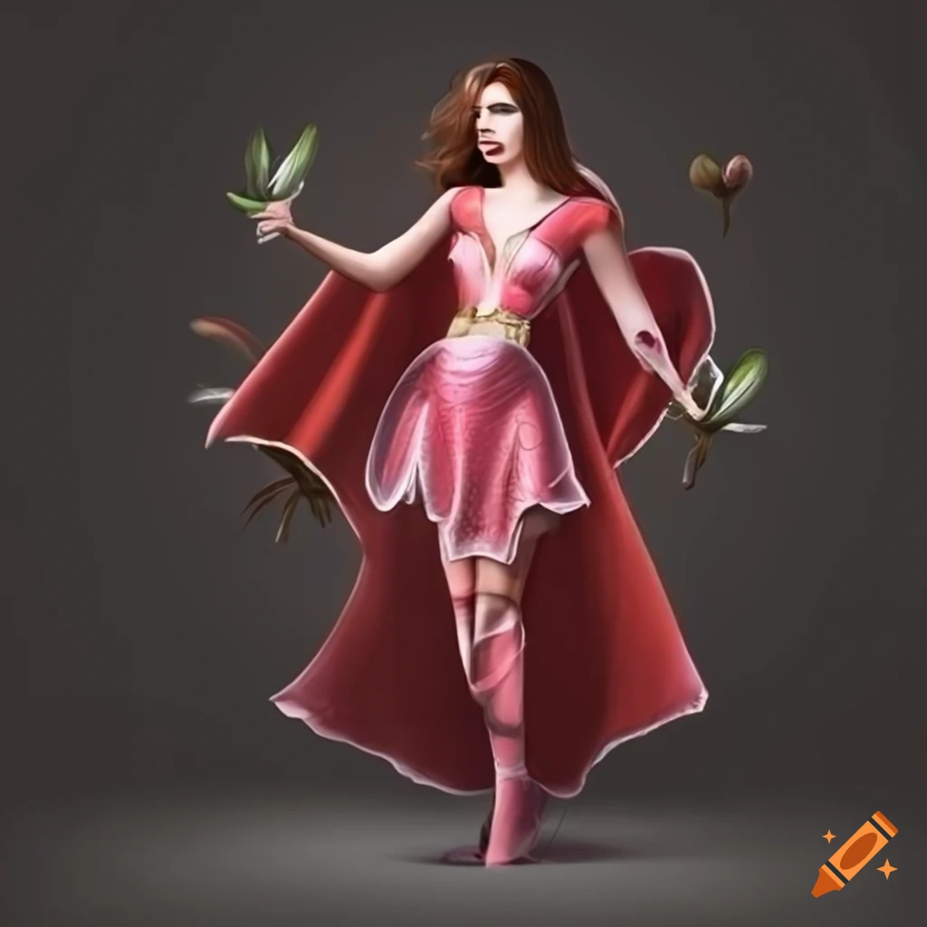 Woman with brown hair in stargazer lily hero costume on Craiyon