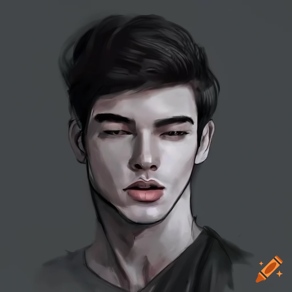 Image of a perfect male human face drawing on Craiyon