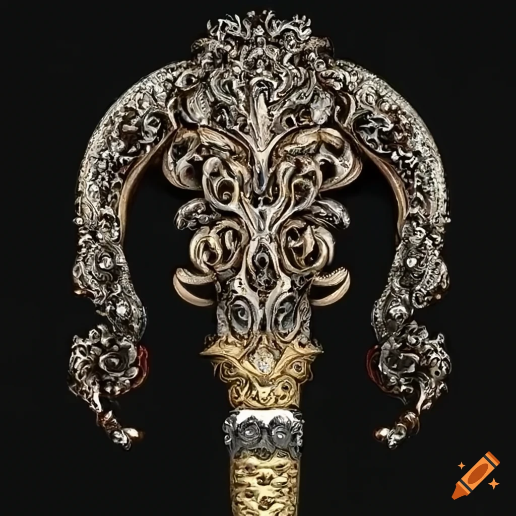 Ornate and intricately designed jeweled handle without blade on Craiyon