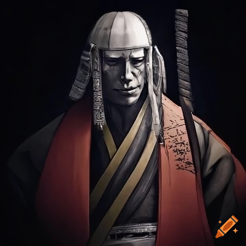 Portrait of an honorable Ronin in traditional Japanese attire with ...