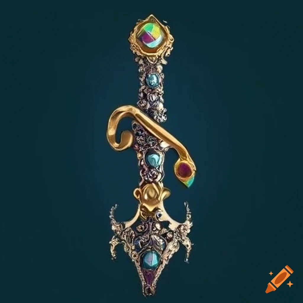 Ornate and intricately designed jeweled handle without blade on Craiyon