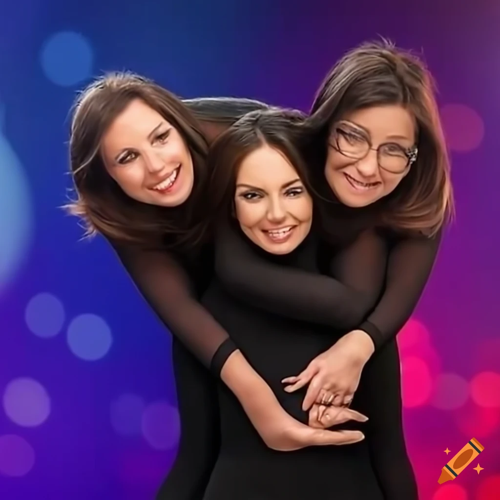 Two women meteorologists hugging and giving a forecast together in a ...