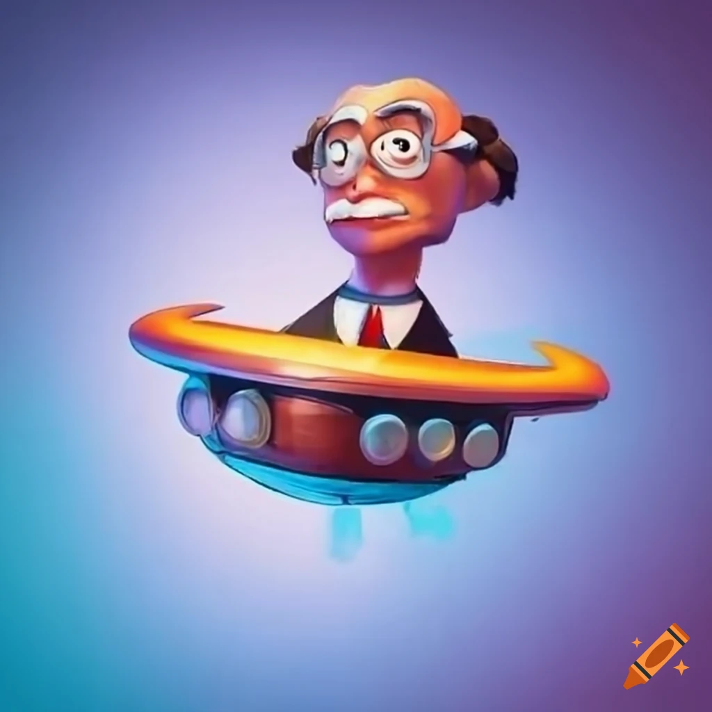 Wacky professor flying a spaceship on Craiyon
