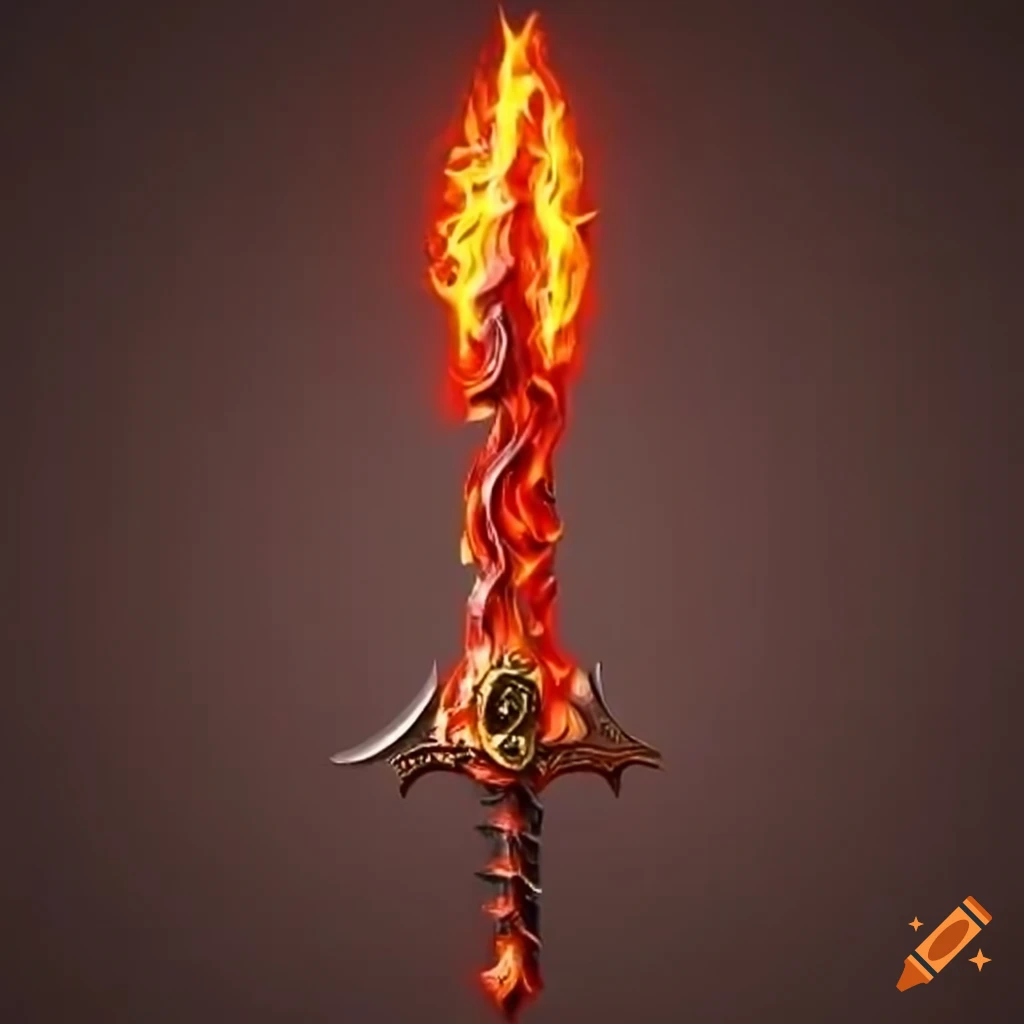 Fiery sword with intricate design and magma blade on Craiyon