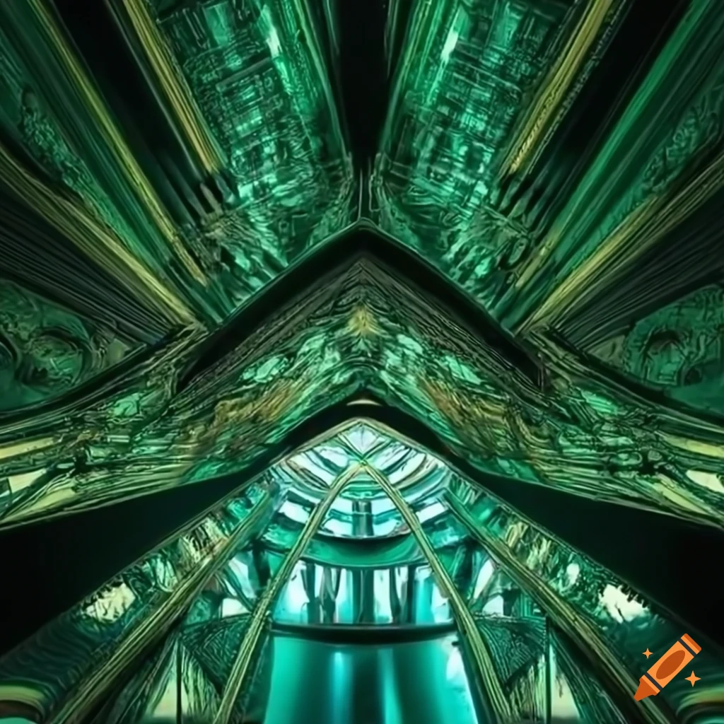 Stunningly detailed abstract architectural design with metal structures ...