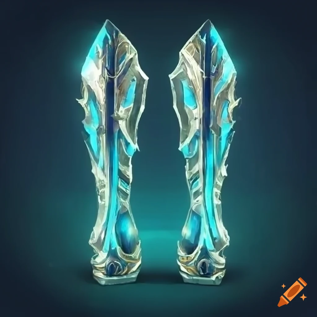 Adorned mithril plated elite champion knight boots with magic aura on ...