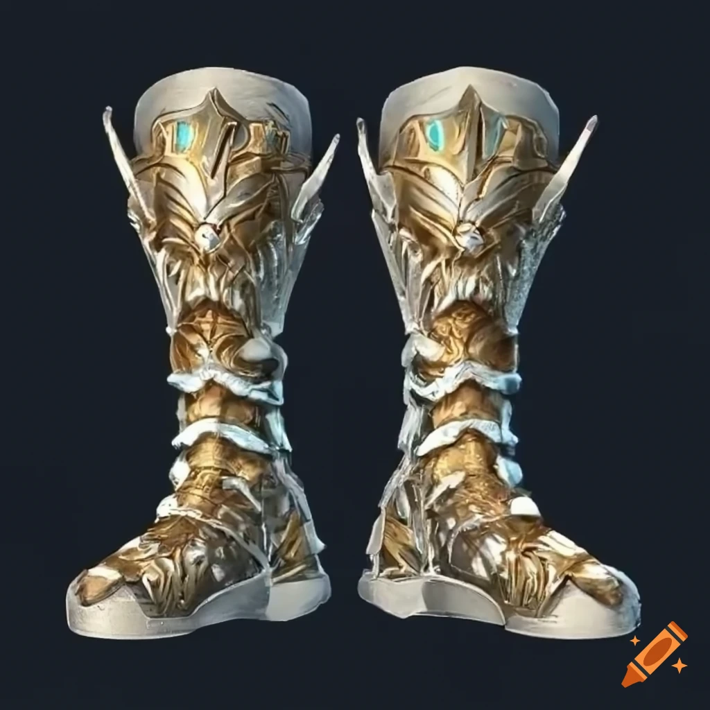 Adorned mithril plated elite champion knight boots for rpg game on Craiyon