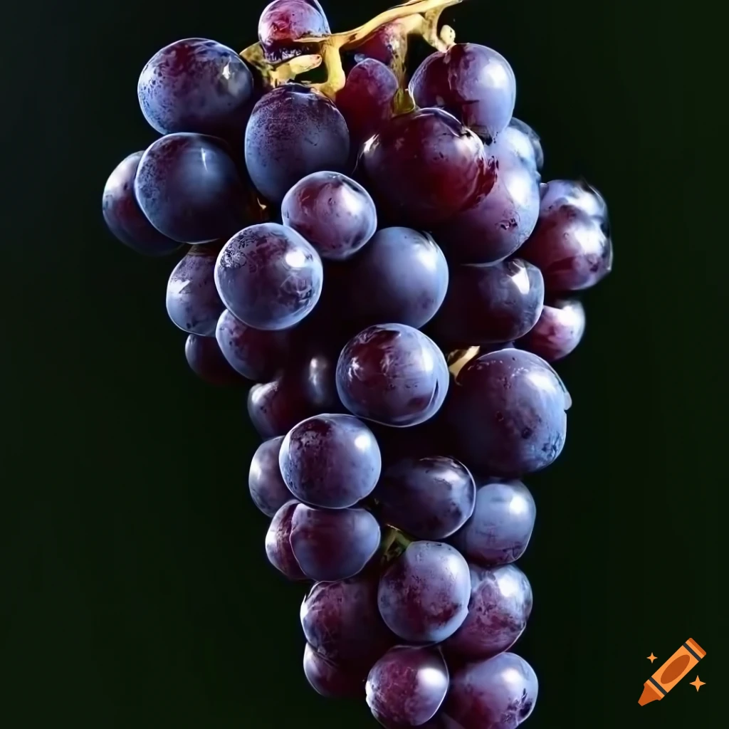 Dark purple grapes in a photorealistic arrangement on Craiyon