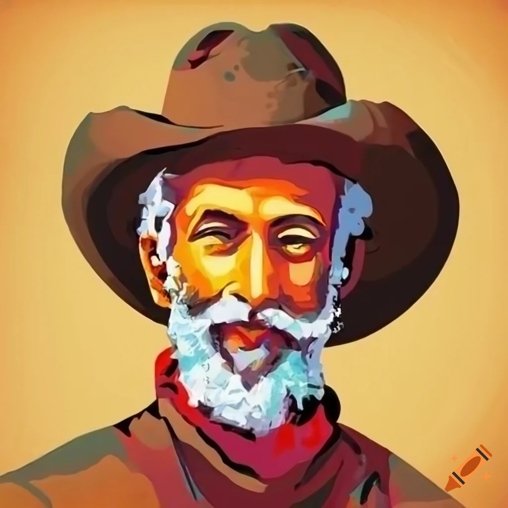 Cowboy saint in Catholic icon style with a warm smile on Craiyon