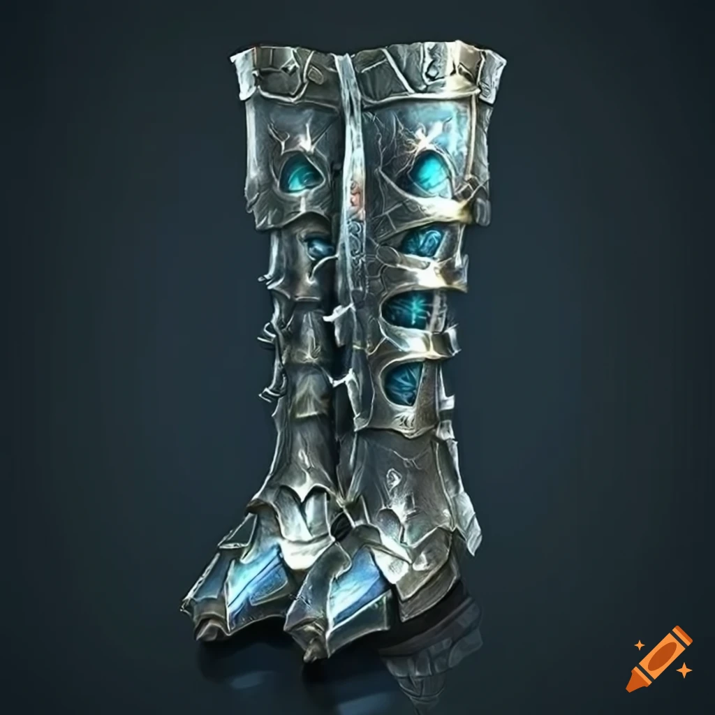 Adorned mithril plated knight boots for rpg game leg armor slot on Craiyon