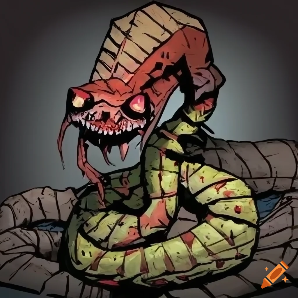 Stylized dangerous Viper mutant in darkest dungeon style on Craiyon