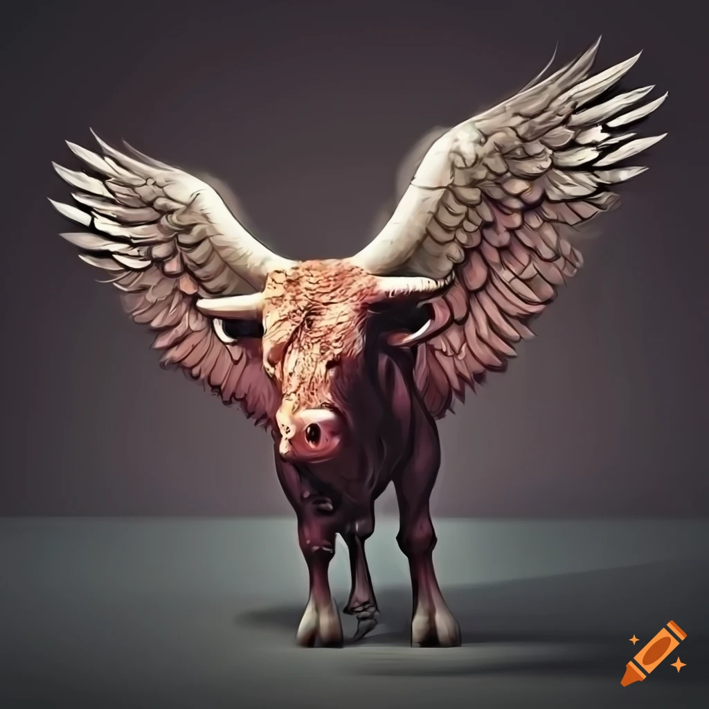 Bull with wings on Craiyon