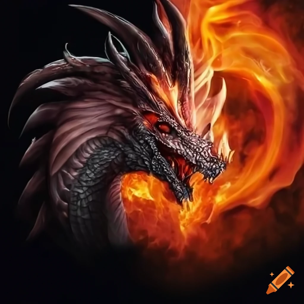 Dragon emitting smoke and fire on Craiyon